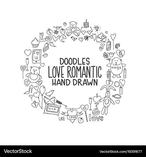 Hand Drawn Love Doodle Icons Royalty Free Vector Image