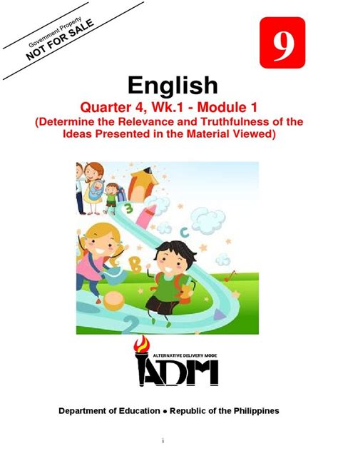 Eng9 Q4 Wk1 Mod1 Determinine The Relevance And Truthfulness Of