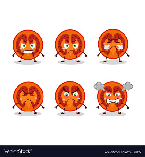 Slice Of Tamarillo Cartoon Character With Various Vector Image