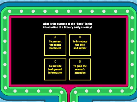 Quiz Literary Analysis Essay Structure Gameshow Quiz Quiz Literary Analysis Essay Structure Gameshow Quiz