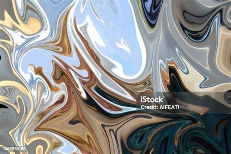 블루와 추상적인 패턴을 유동화 갈색 노란색 검은색과 녹색 그래픽 컬러 예술 양식 디지털 배경 Liquifying 흐름입니다