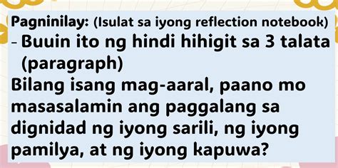 Pagninilay Isulat Sa Iyong Reflection StudyX