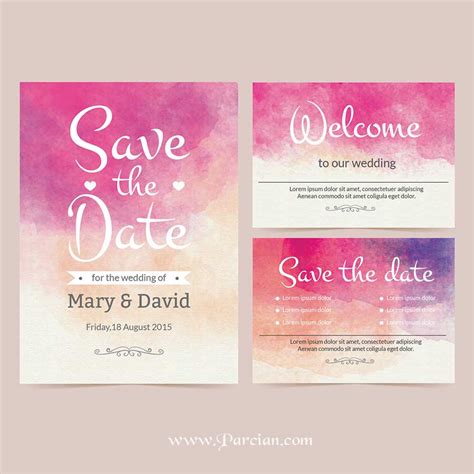 فایل طرح لایه باز رنگی کارت دعوت با پس زمینه انتزاعی پارشن