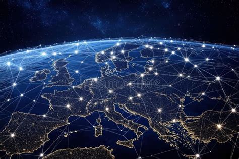 Global Network Connectivity Of Europe Stock Illustration Illustration Of World Communication