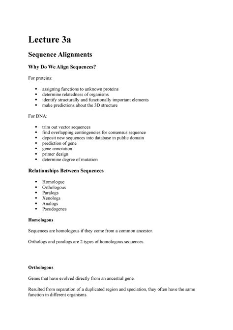 Lecture 3as Sequence Alignments Lecture 3a Sequence Alignments Why Do We Align Sequences For
