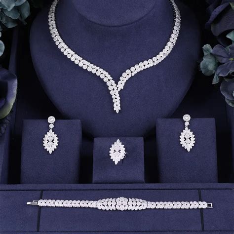 Jankelly латунь мульти для невесты кубический цирконий ожерелье серьги наборы для женщин