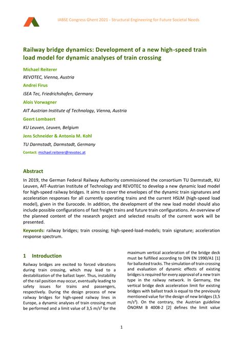 Pdf Railway Bridge Dynamics Development Of A New High Speed Train Load Model For Dynamic