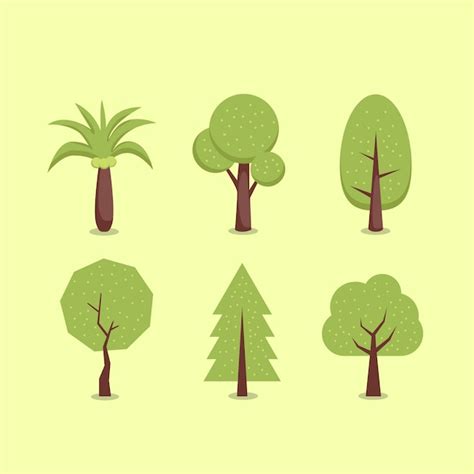 Premium Vector Green Tree Vector Icon Set