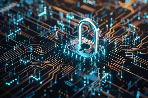 A Close Up Of A Lock On A Circuit Board With Many Lights Generative Ai Premium Ai Generated Image