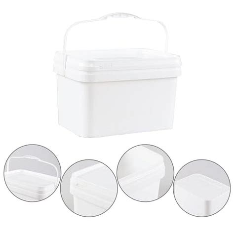 10 Liter Rectangular Storage Buckets With Lidshandles White Plastic
