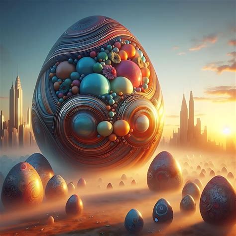 Premium Photo A Large Egg With Many Different Colored Eggs In The