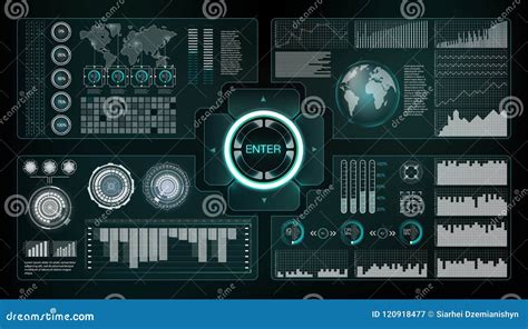 Hud Style Big Hud Sets Vector Science Abstract Vector Illustration