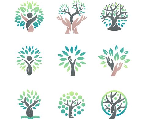 Set Of Abstract Tree Logo Vector Art Graphics Freevector Com