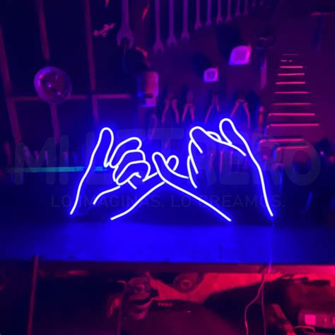 Letrero Luminoso Manos Amor Azul Neon Led Flexible