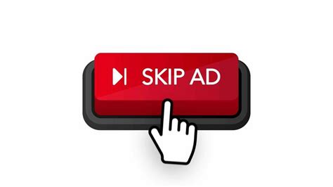 Skip Ad Red Button On White Background Hand Mouse Flat 3d Button Motion Graphics 28259108