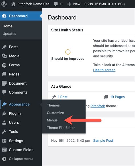 Creating A Navigation Menu Pitchfork Theme For Wordpress