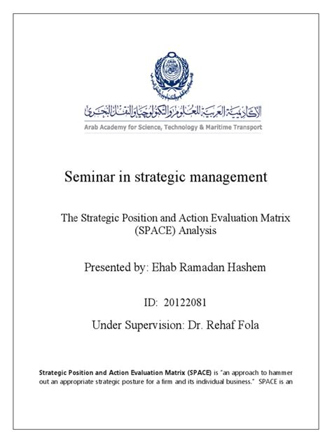 The Strategic Position And Action Evaluation Matrix Pdf Strategic