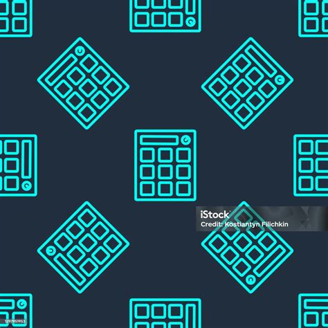 녹색 라인 드럼 기계 음악 프로듀서 장비 아이콘 블루 배경에 절연 원활한 패턴 벡터 Dj에 대한 스톡 벡터 아트 및 기타 이미지 Dj 고풍스런 기계 부분 Istock