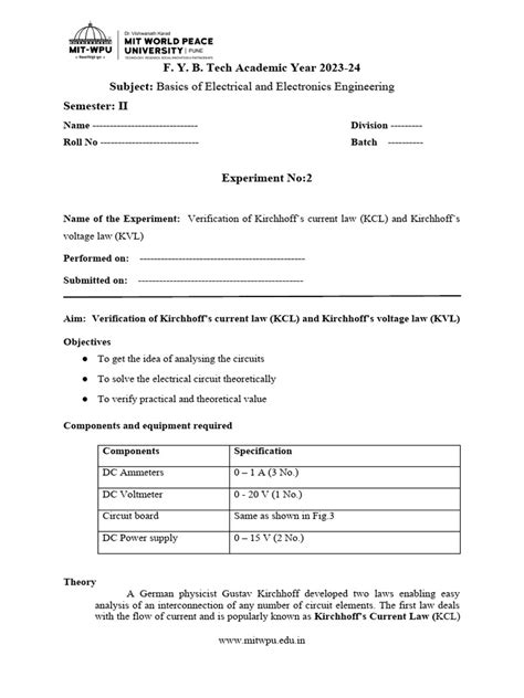 expt no 2 pdf voltage electrical network