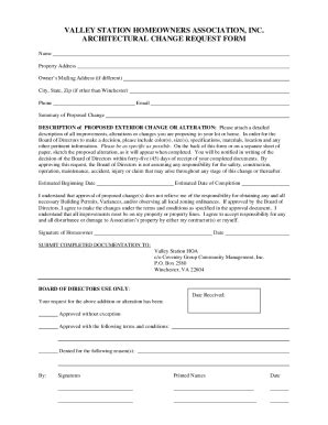 Fillable Online ARCHITECTURAL CHANGE REQUEST FORM INSTRUCTIONS Fax Email Print PdfFiller