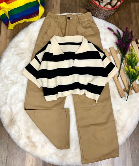 ชุดวินเทจ ทรงลุง เสื้อไหมพรม Hot Hit ตลอดกาล กางเกงทรงลุง ขนาดฟรีไซส์ เอวสม็อคหลัง รอบเอว 23 30