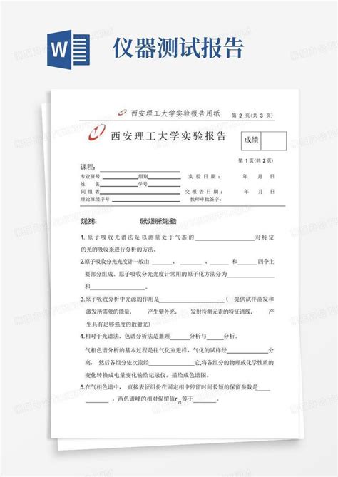 仪器测试分析实验报告word模板下载 编号lkwyaerd 熊猫办公