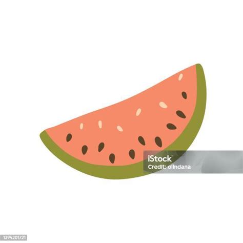 파스텔 핑크 그린의 수박 슬라이스와 낙서 프리 핸즈 스타일의 씨앗 벡터 일러스트 레이 션 0명에 대한 스톡 벡터 아트 및 기타