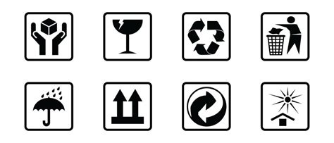 Packaging Symbols Set Caution Signs For Package This Side Up Handle