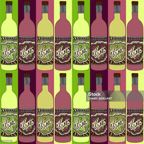 클리핑 마스크로 만든 와인 병 젠틀링 패턴 벡터 일러스트레이션은 배경 웹 디자인 표면 텍스처 및 기타 공예품에 사용할 수 있습니다 0명에 대한 스톡 벡터 아트 및 기타