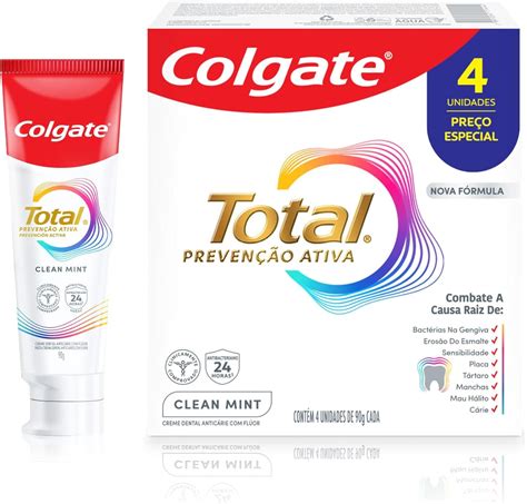 Kit Creme Dental Colgate Total Clean Mint 4 Unidades 90g Colgate