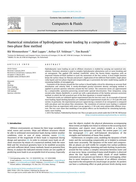 Pdf Numerical Simulation Of Hydrodynamic Wave Loading By A Compressible Two Phase Flow Method