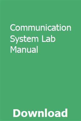 Communication System Lab Manual Communication System Communication Manual