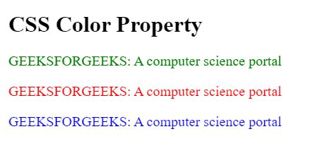 CSS Color Property GeeksforGeeks