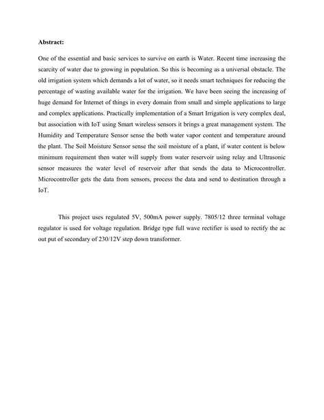 Iot Based Low Cost Smart Irrigation System Doc