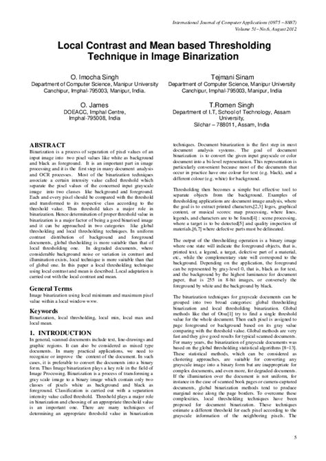 Pdf Local Contrast And Mean Based Thresholding Technique In Image