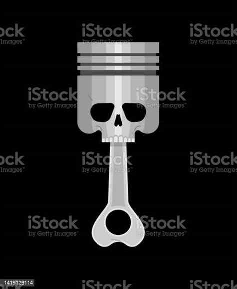 오토바이 클럽의 피스톤 두개골 엠블럼 피스톤 스켈레톤 사인 바이커 클럽 교통수단에 대한 스톡 벡터 아트 및 기타 이미지 교통