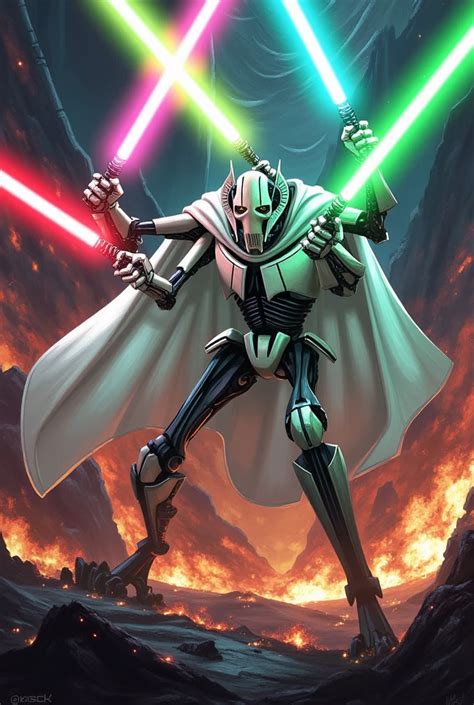 Generalgrievousgeneral Grievous Wields Multiple Lightsabers Seaart Ai