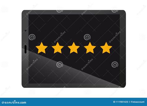 Product Rating Stars On Black Modern Tablet Device Vector Illustration Stock Vector