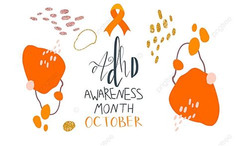 Adhd 주의력 결핍 과잉 행동 장애 인식의 달 10월 배너 템플릿 필기 브러시 레터링 템플릿 Psd 다운로드 디자인 자료 다운로드