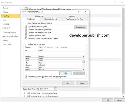 Autocorrect Feature In Microsoft Word Developer Publish