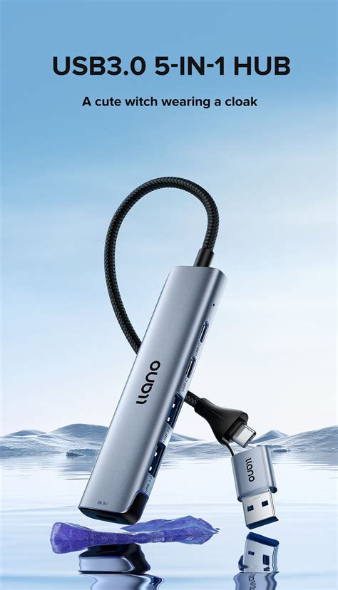 Llano Usb 3 0 5 In 1 Hub Usb C Adapter Power Supply 2 Usb Data Ports Usb C Hub Multiport