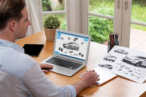 Premium Photo Car Design Engineer Analyze Car Prototype For Automobile Business At Home Office