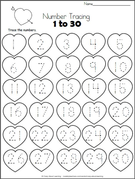 Printable Tracing Numbers 1 30 Worksheets Worksheets Samples