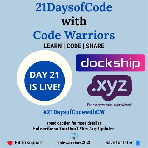 Code Warriors On Linkedin 21daysofcodewithcw Codewarriors