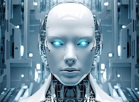 Premium Ai Image Humanoid Robot Face Cybernetic Future Style