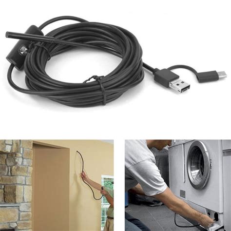 Y102 Usb Ip67 Waterproof Endoscope Usb 3 In 1 Endoscope 55mm Lens 6led