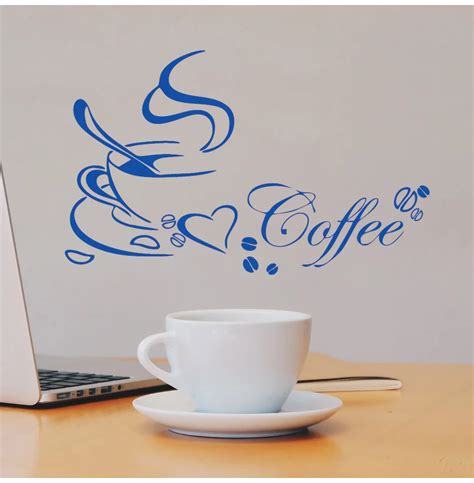 Кофейная чашка сердце виниловые цитаты наклейки на стену Ресторан Кухня Съемный Diy домашний