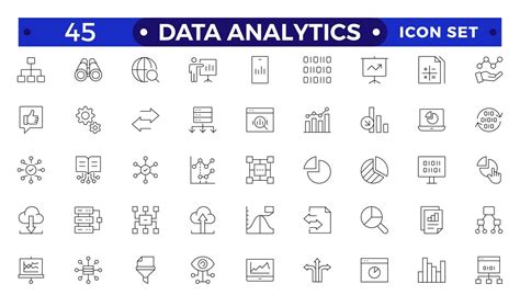 Data Analytics Icon Set Big Data Analysis Technology Symbol Containing Database Statistics