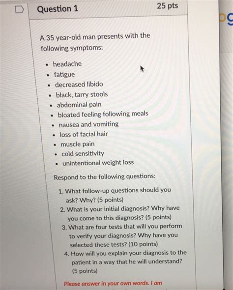 solved d question 1 25 pts a 35 year old man presents with