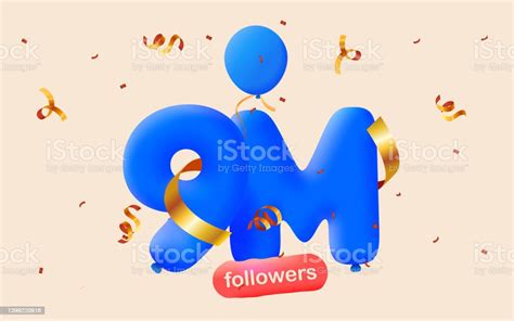 9m 추종자가있는 배너는 3d 파란색 풍선과 다채로운 색종이 형태로 감사합니다 벡터 일러스트 레이 션 3d 숫자 소셜 미디어